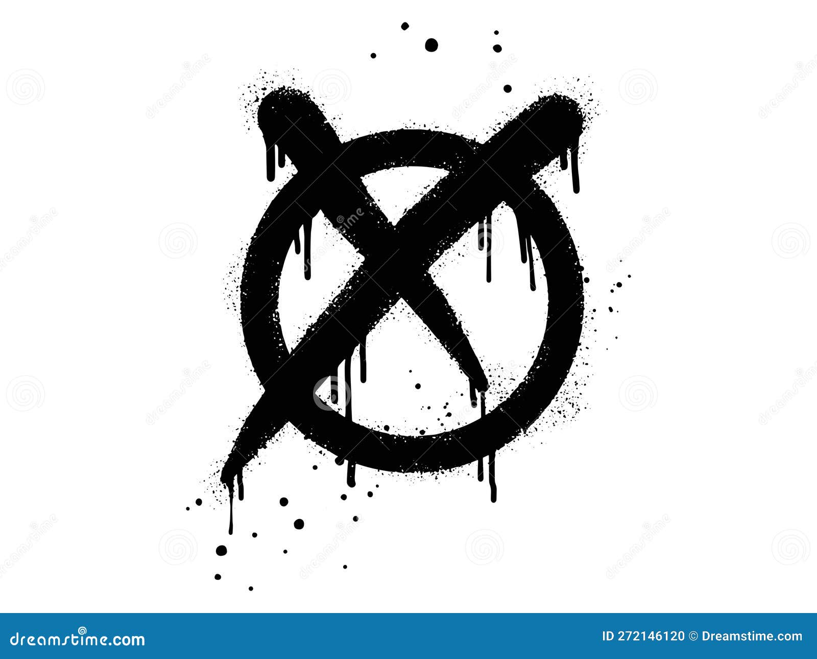 Spray Painted Graffiti Check Mark in Black Over White. X Symbol Stock ...