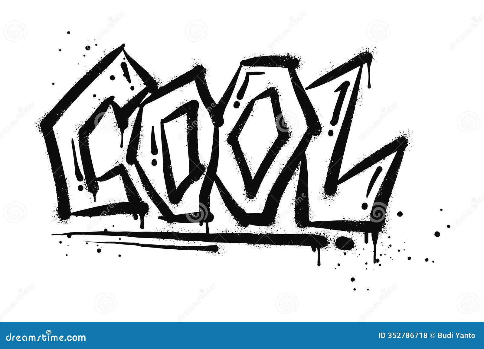 Spray Painted Graffiti Cool Word in Black Over White. Drops of Sprayed ...