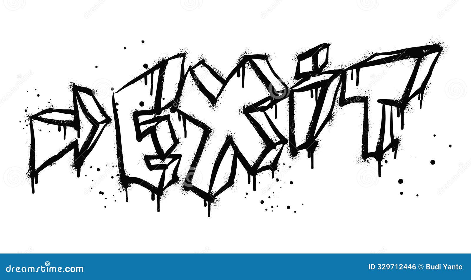 Spray Painted Graffiti Exit Word in Black Over White. Drops of Sprayed ...