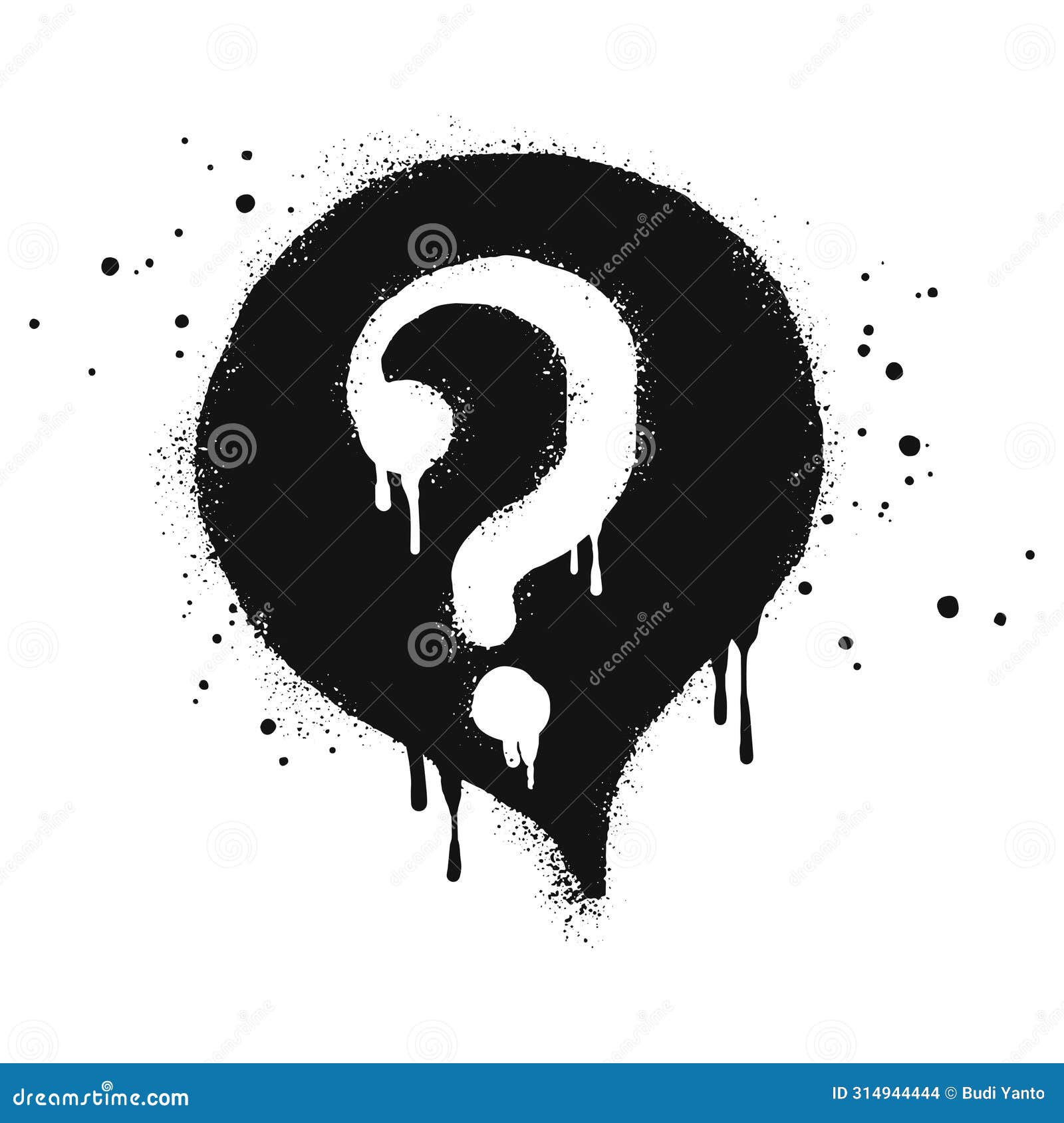 Spray Painted Graffiti Question Marks in Black Over White. Question ...