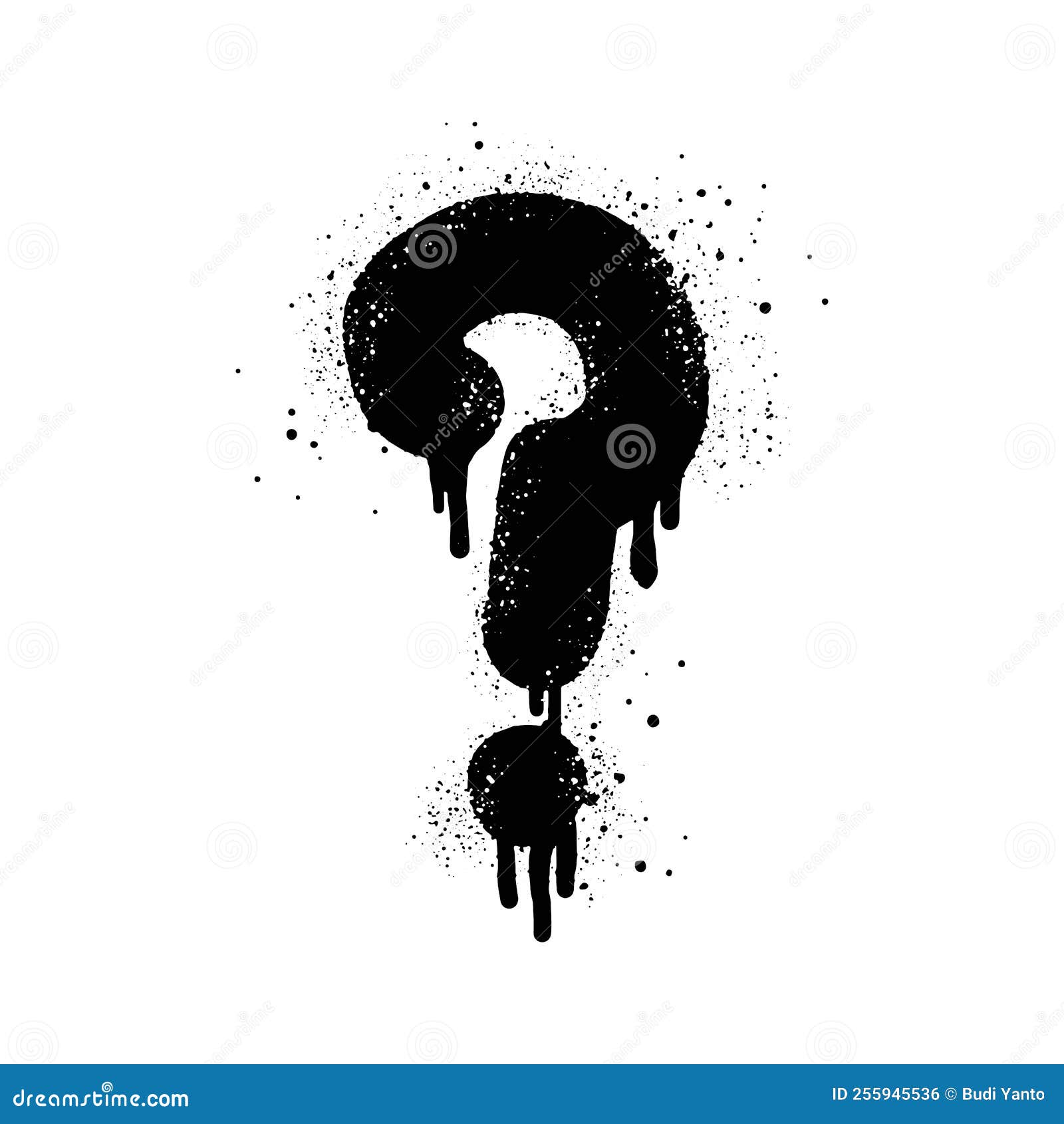 Spray Painted Graffiti Question Marks in Black Over White. Question ...