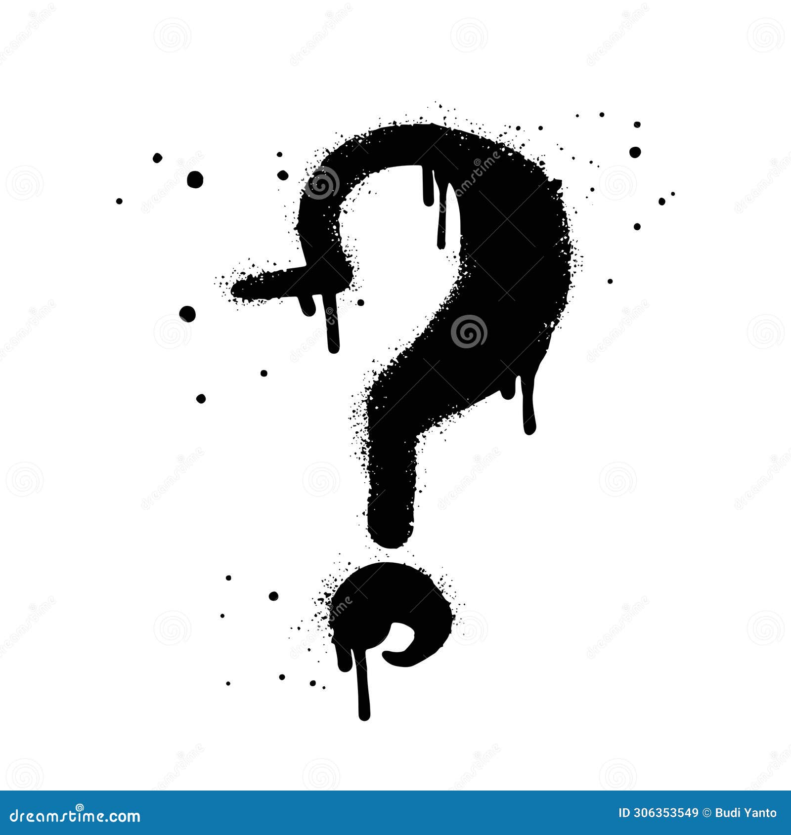 Spray Painted Graffiti Question Marks in Black Over White. Question ...