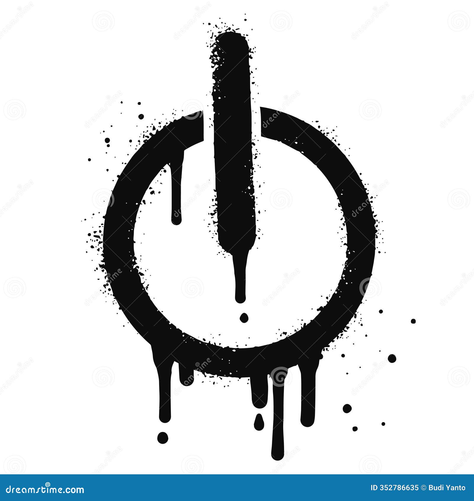 Spray Painted Graffiti Shut Down Icon. on-off Button Symbol Stock ...