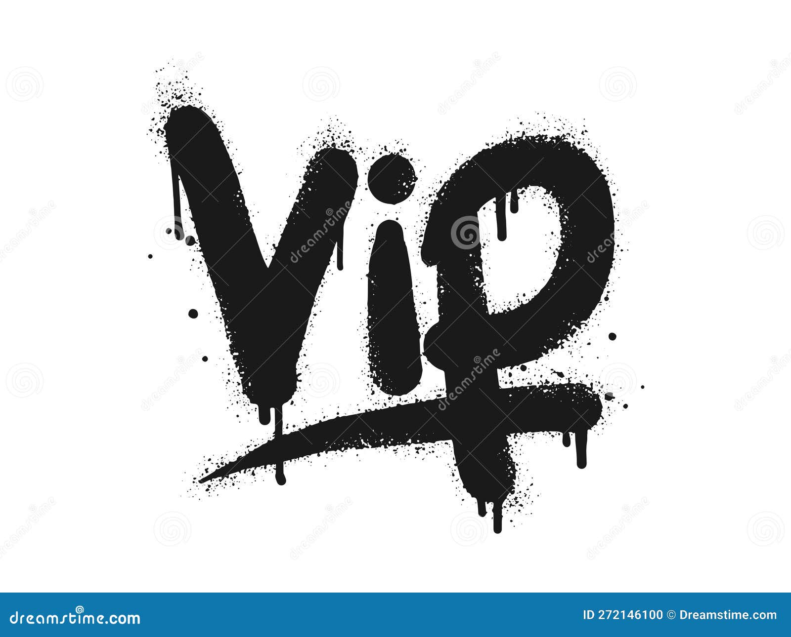 Spray Painted Graffiti VIP Word in Black Over White. Drops of Sprayed ...