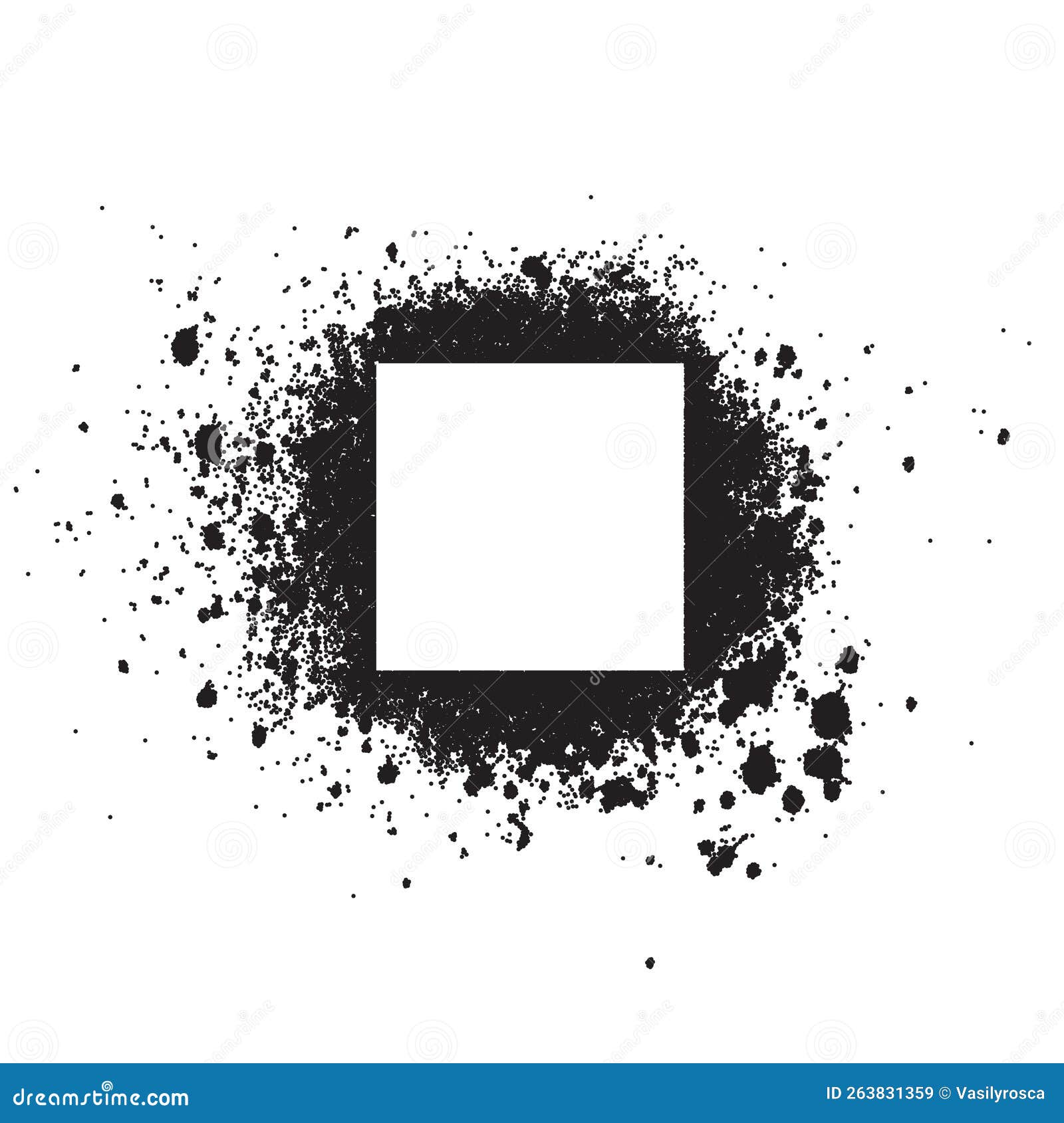 Spray Painted Square Dot Frame. Paint Circular Rectangle Vector ...
