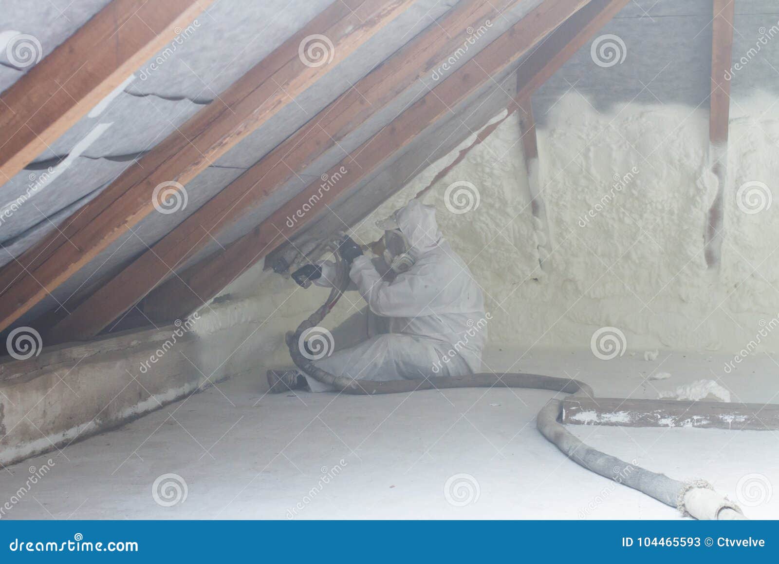 Spray Polyurethane Foam for Roof Stock Image - Image of protective ...