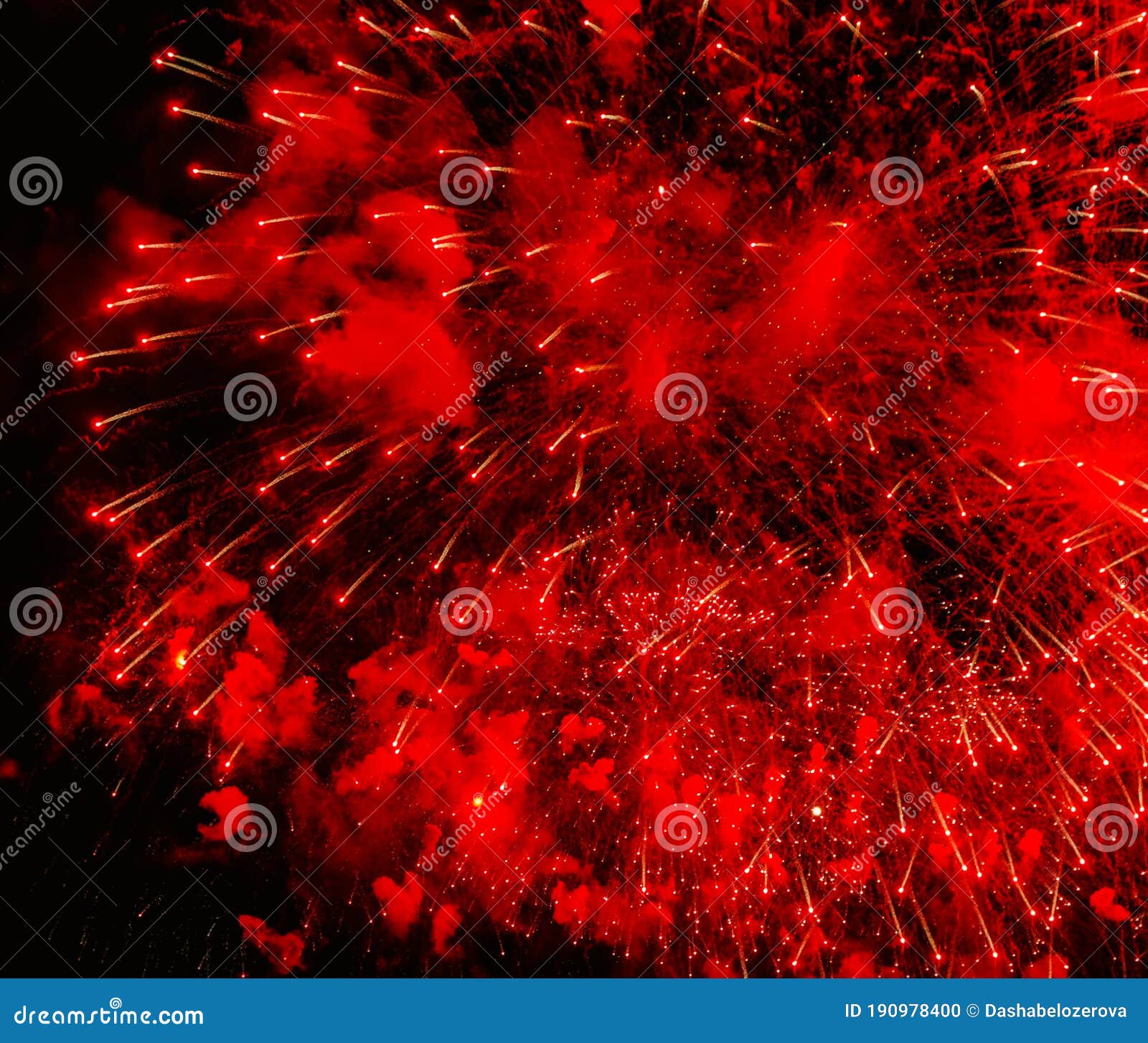 Spray of Red Holiday Fireworks Stock Photo - Image of fireworks, glow ...