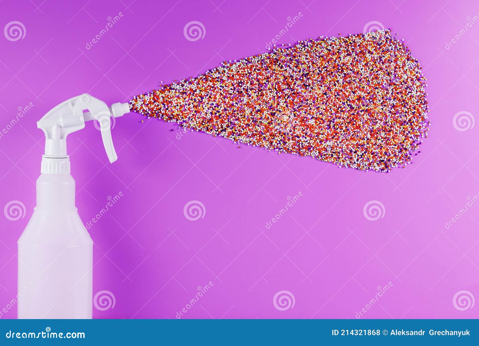 Spray Splashes with Colored Balls on a Pink Background Stock Photo ...