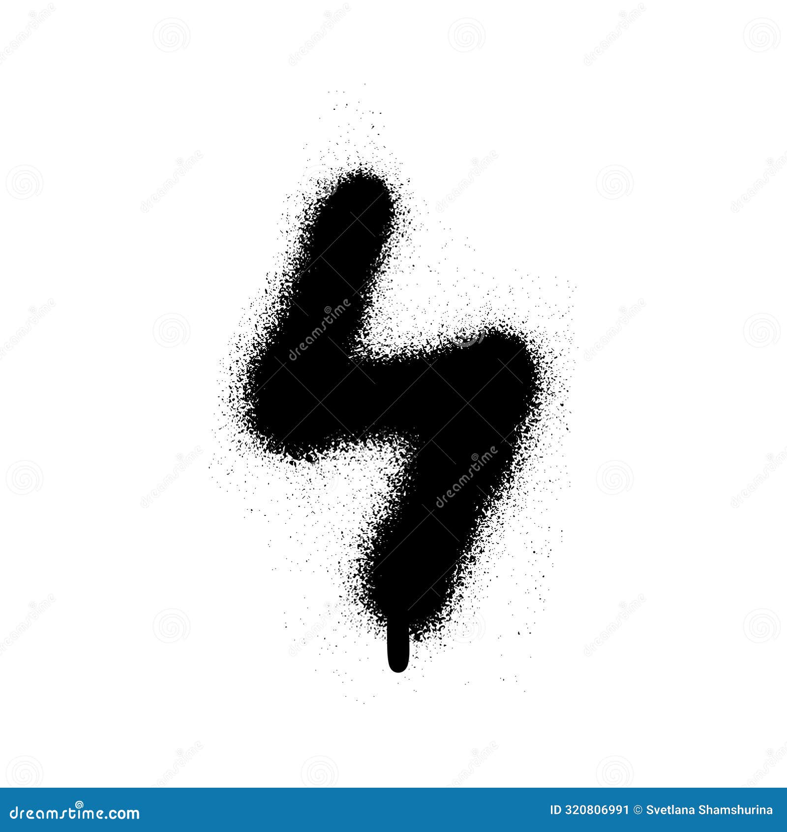 Spray Textured Graffiti Doodle Punk Shape - Lightning. Hand Drawn ...