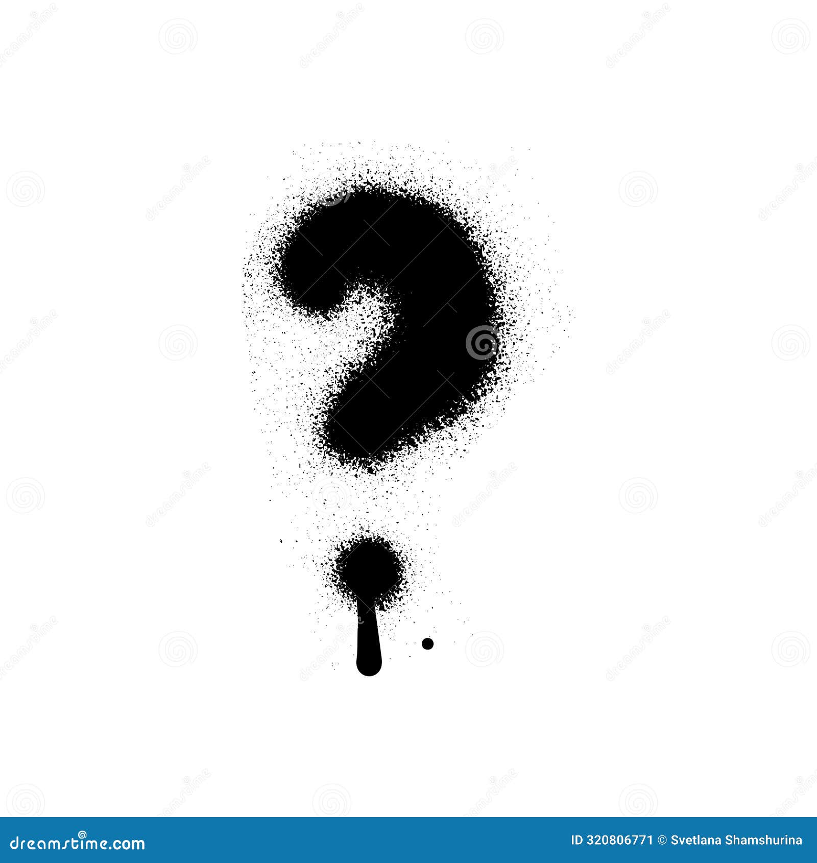 Spray Textured Graffiti Doodle Punk Shape - Question Mark. Hand Drawn ...
