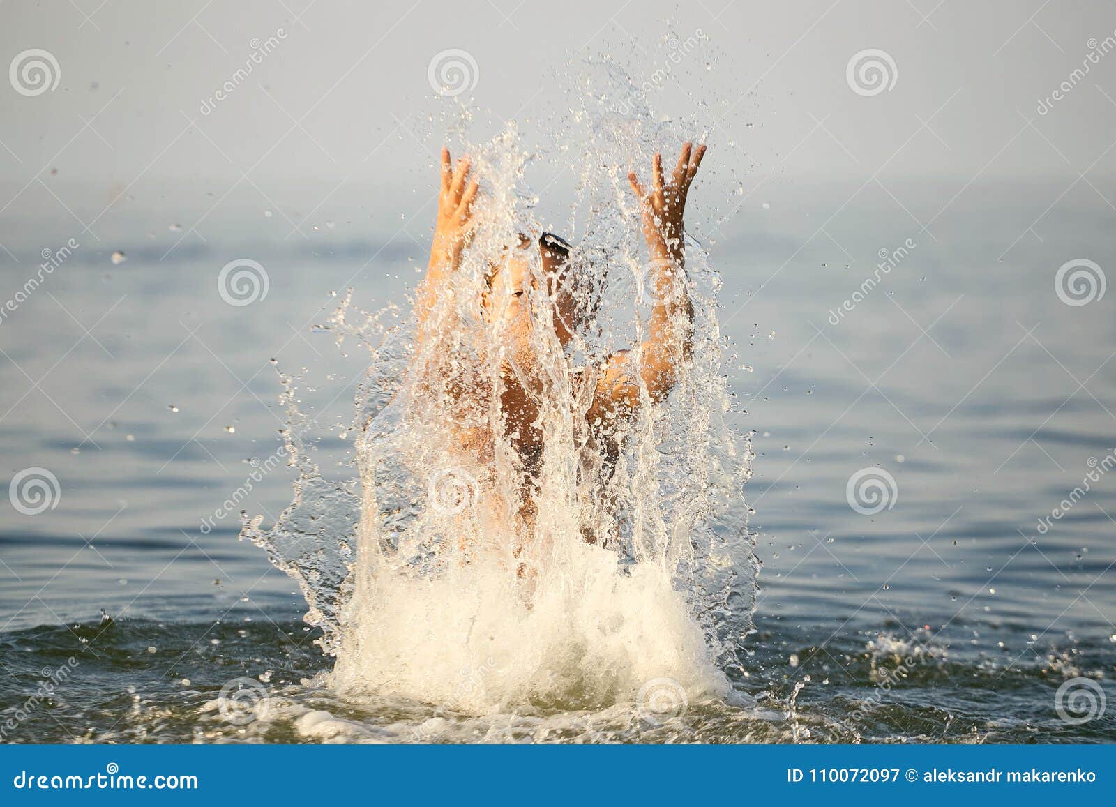 Spray with Water. Girl Having Fun Bathing in the Sea. Stock Image ...