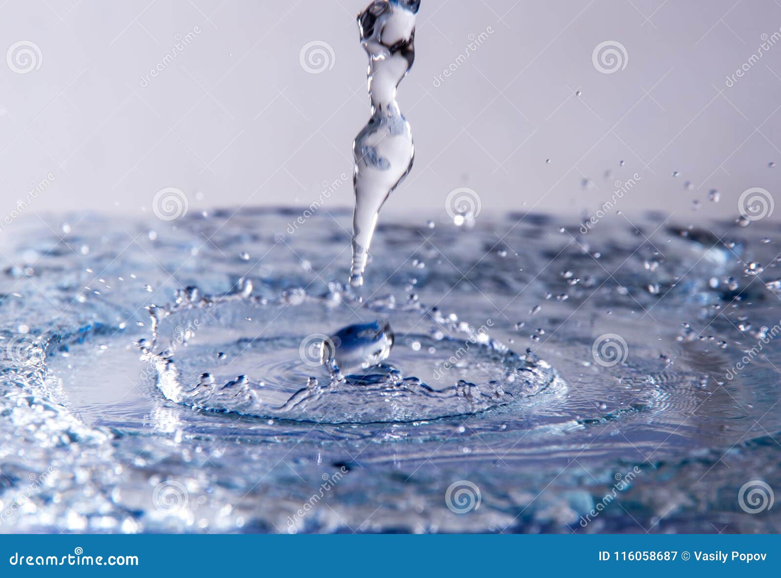 Spray and Waves from Water Falling on a Flat Transparent Surface Stock ...