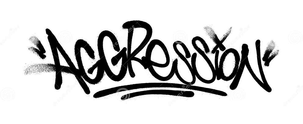 Sprayed Aggression Font Graffiti with Overspray in Black Over White ...