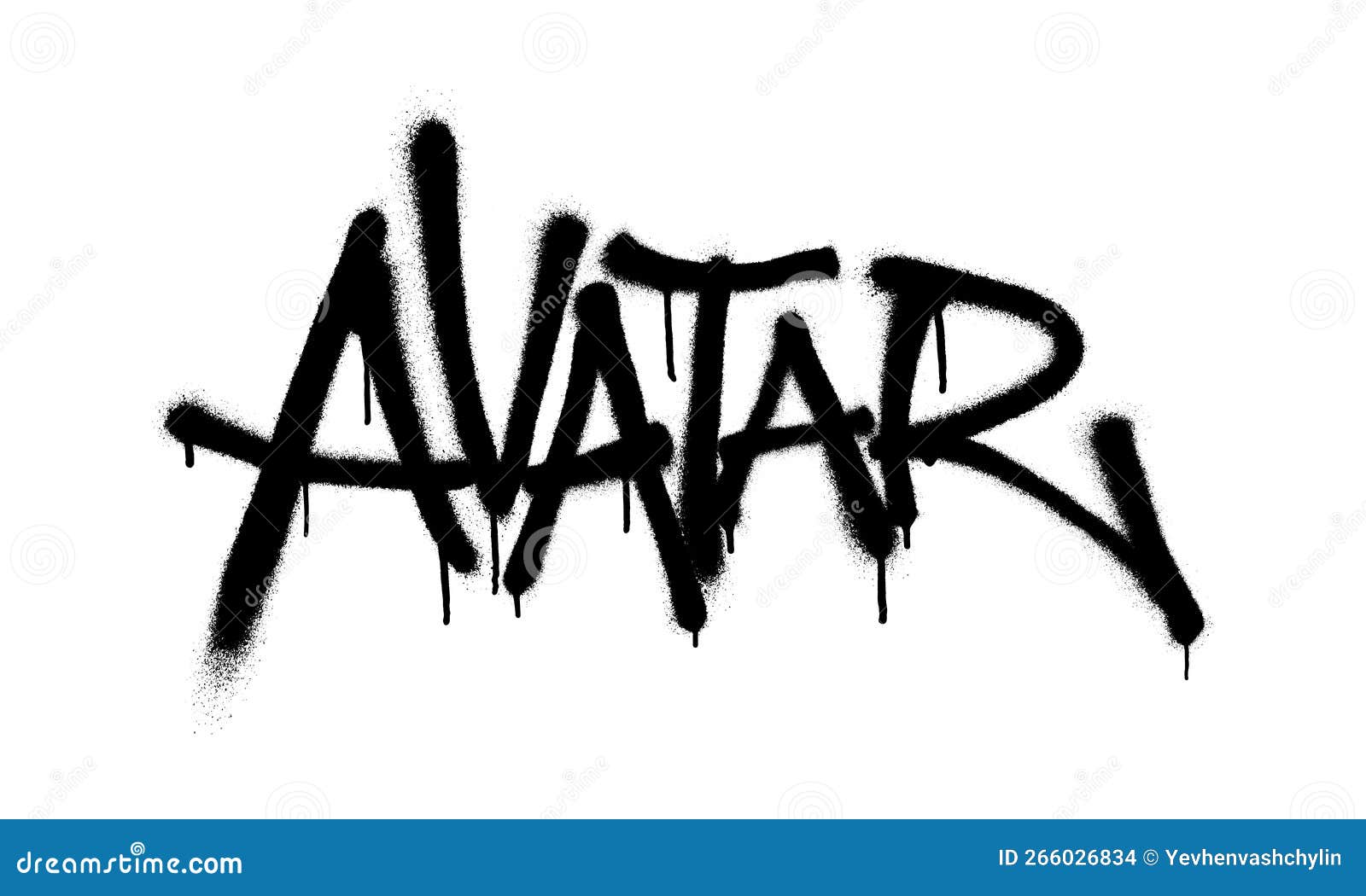 Sprayed Avatar Font Graffiti With Overspray In Black Over White. Vector ...