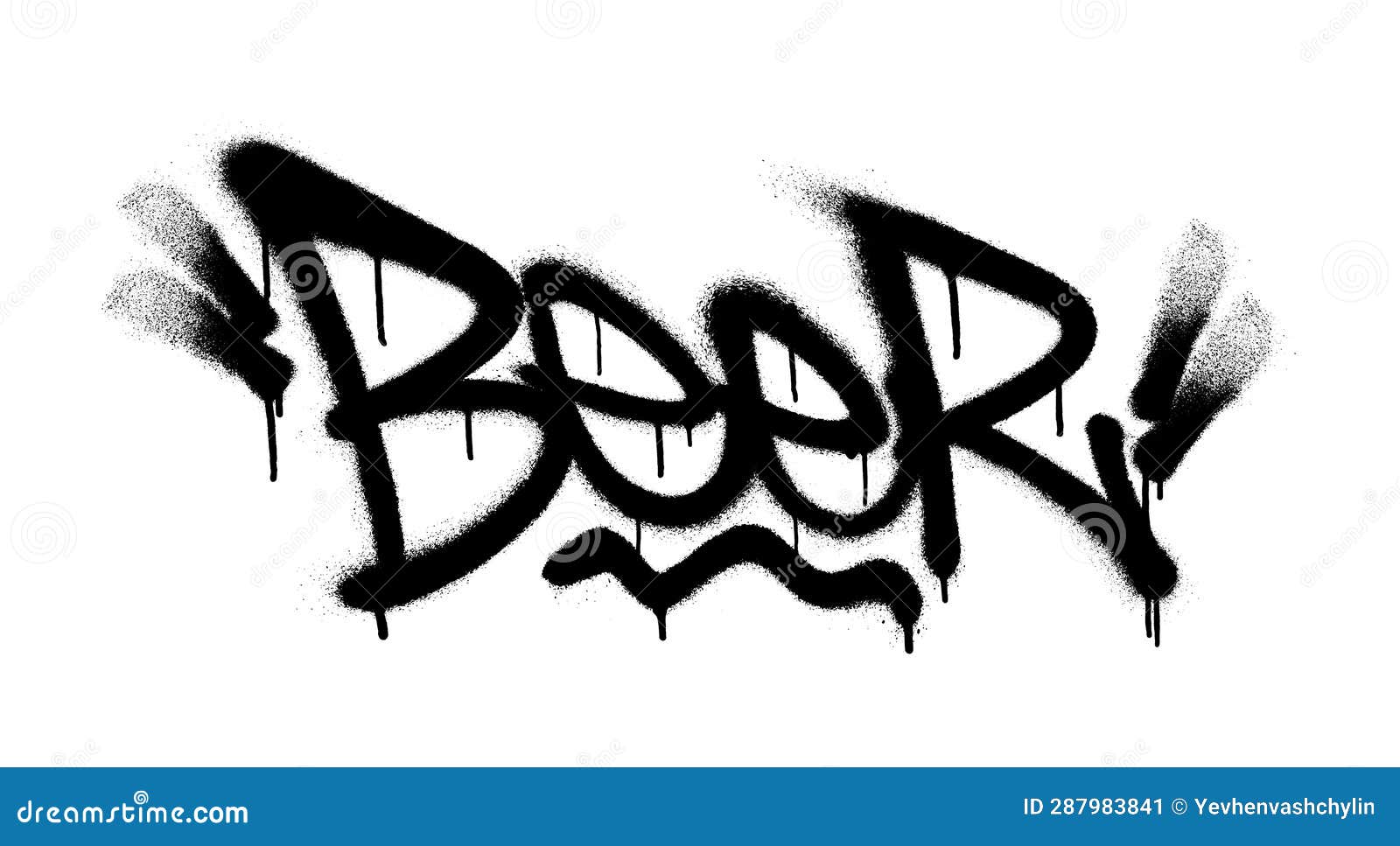 Sprayed Beer Font Graffiti with Overspray in Black Over White. Vector ...