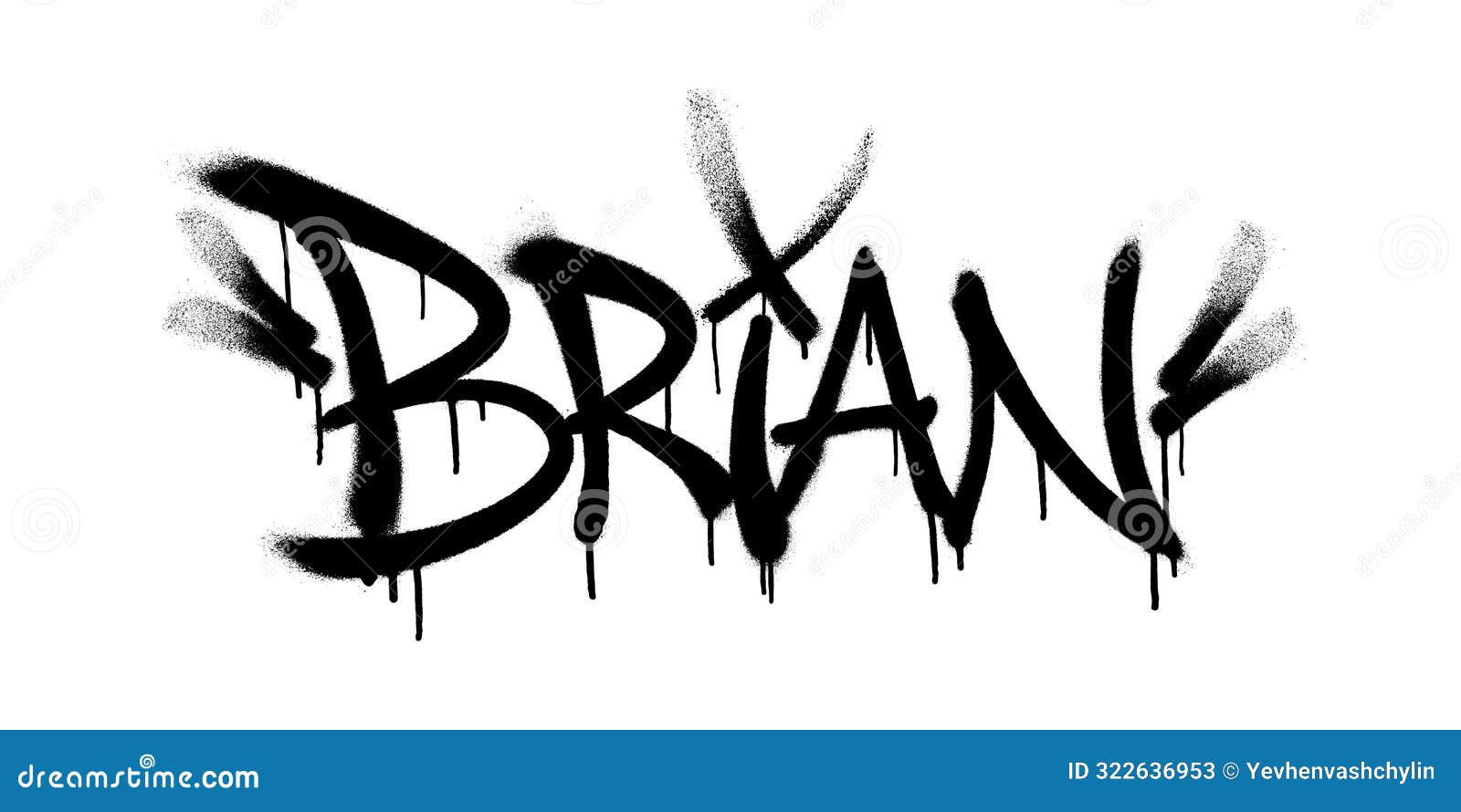 Sprayed Brian Name with Overspray in Black Over White. Vector ...