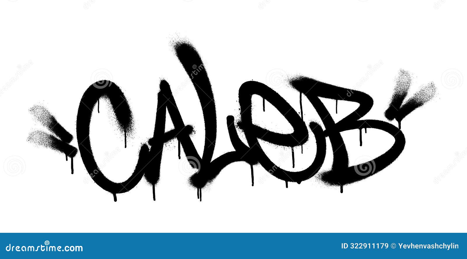 Sprayed Caleb Name with Overspray in Black Over White. Vector ...