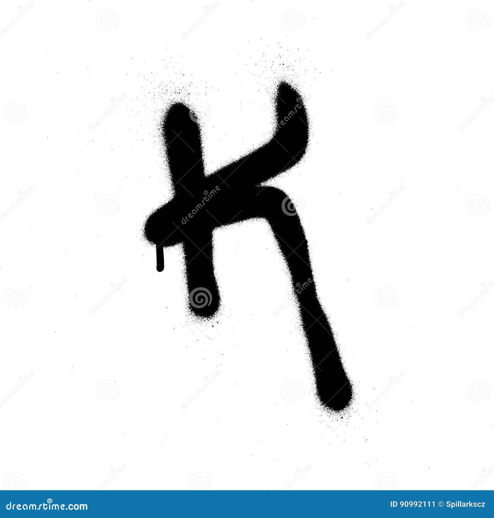 Sprayed Curly K Font Graffiti with Leak in Black Over White Stock ...