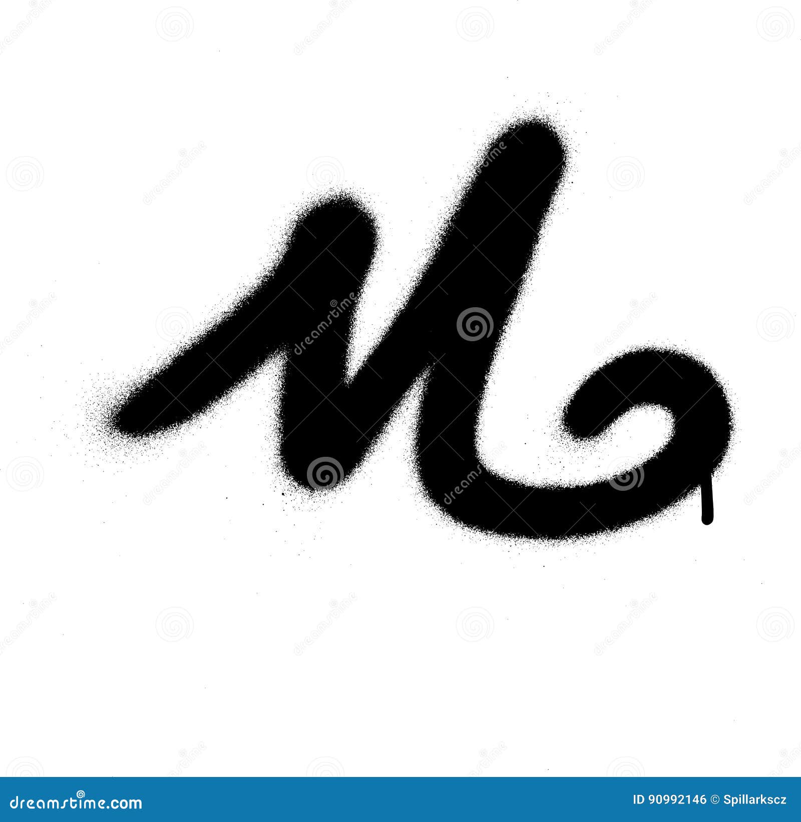 Sprayed Curly M Font Graffiti with Leak in Black Over White Stock ...