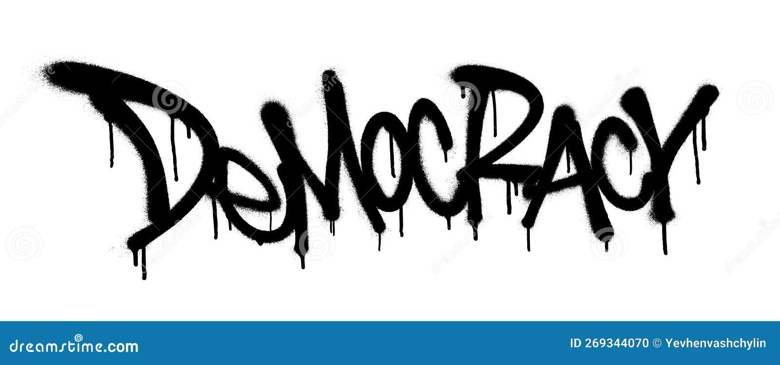 Sprayed Democracy Font Graffiti with Overspray in Black Over White ...