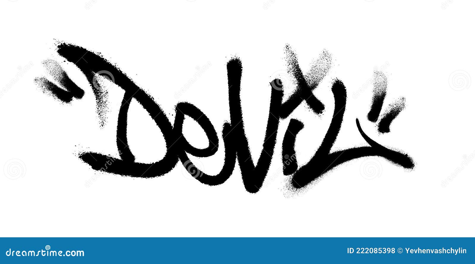 Sprayed Devil Font Graffiti with Overspray in Black Over White. Vector ...