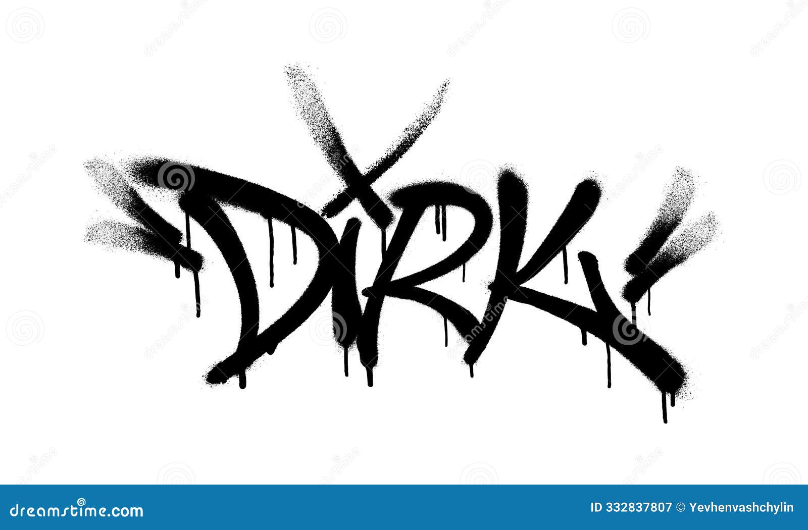 Sprayed Dirk Name with Overspray in Black Over White. Vector ...