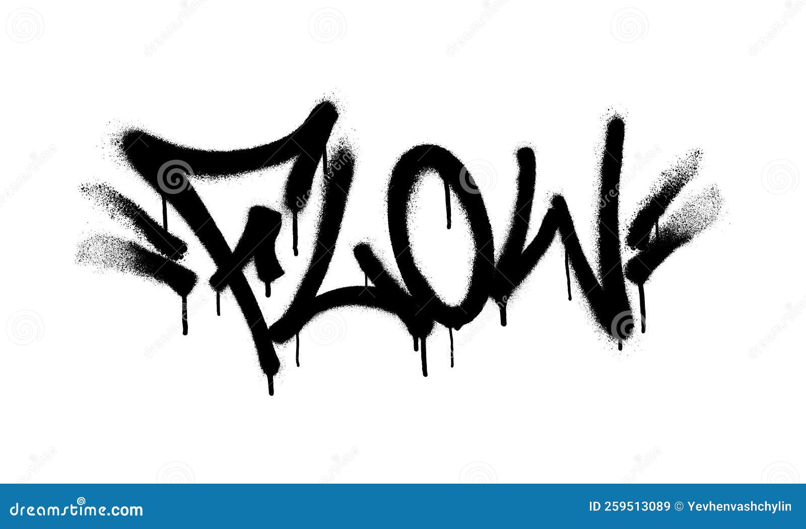 Sprayed Flow Font Graffiti with Overspray in Black Over White. Vector ...