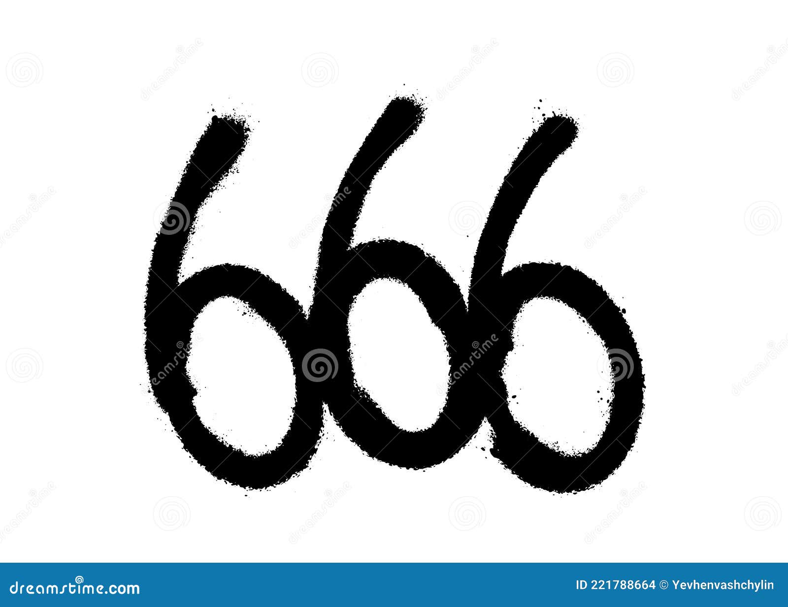Sprayed 666 Font Graffiti with Overspray in Black Over White. Vector ...