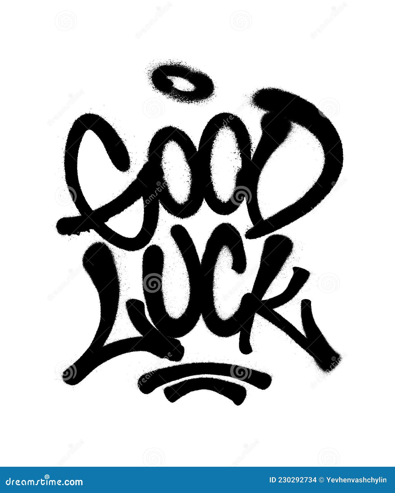 Sprayed Good Luck Font Graffiti with Overspray in Black Over White ...