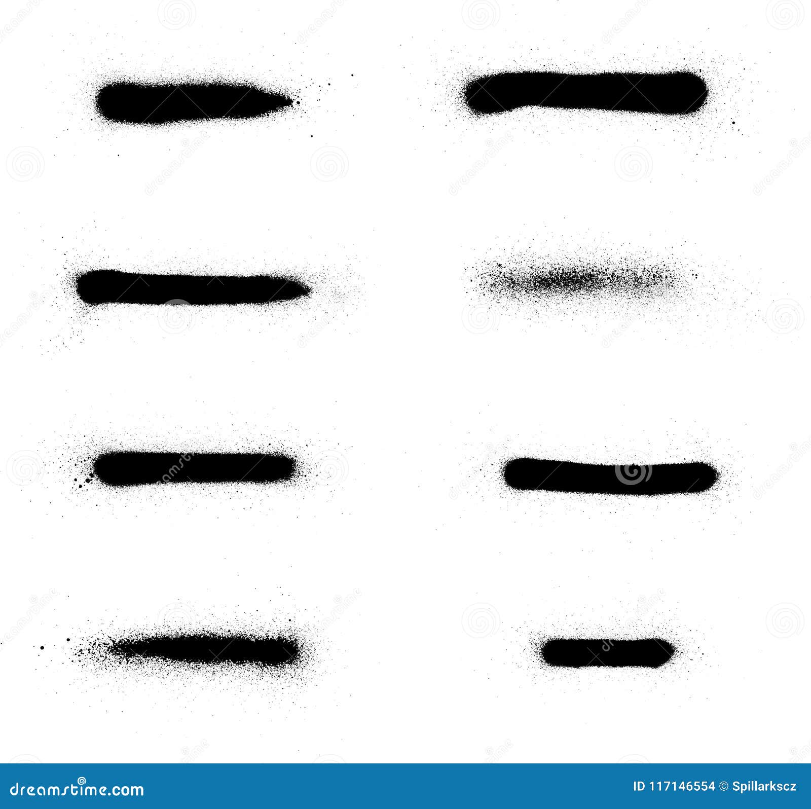 Sprayed Graffiti Lines Collection in Black Over White Stock Vector ...