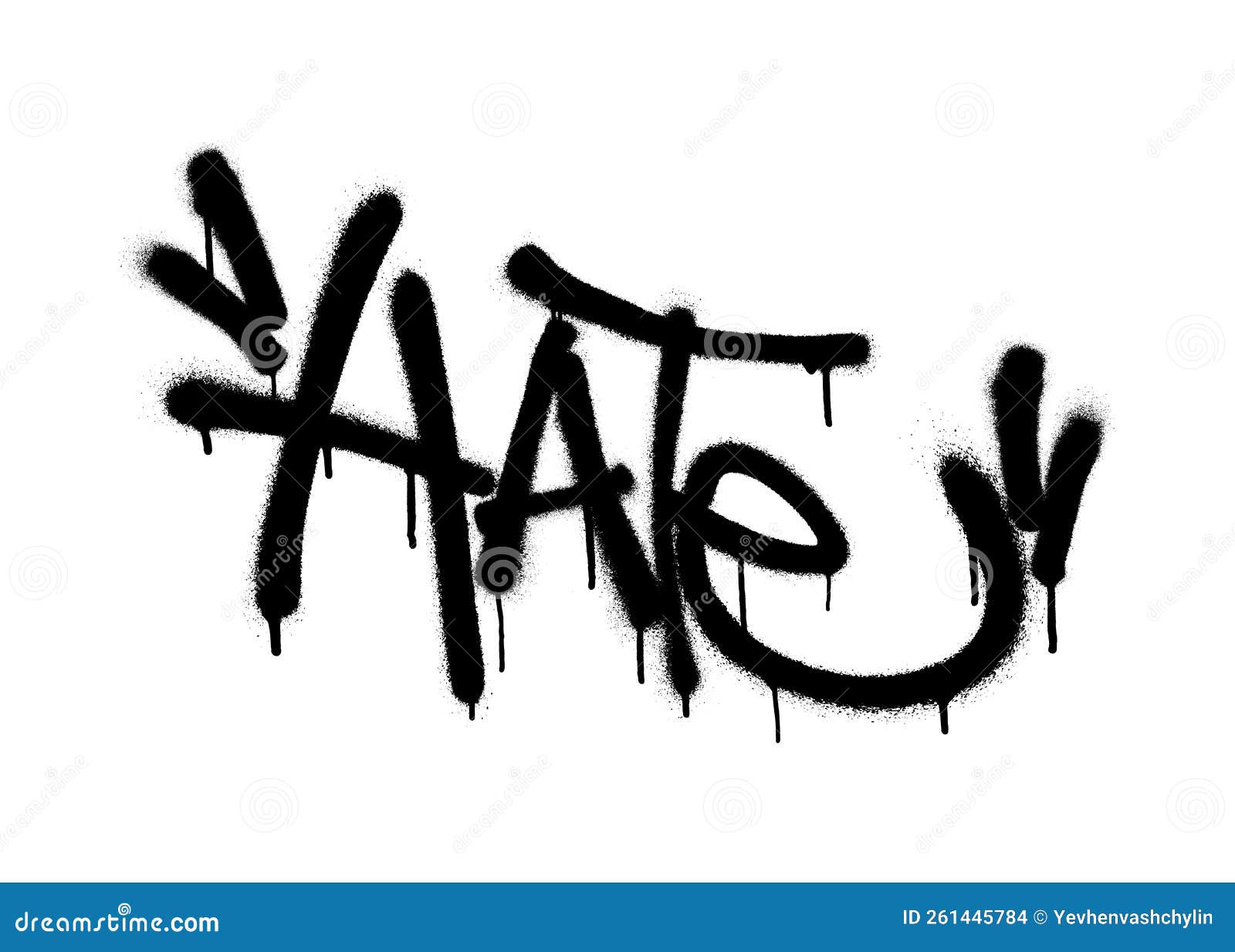Sprayed Hate Font Graffiti with Overspray in Black Over White. Vector ...