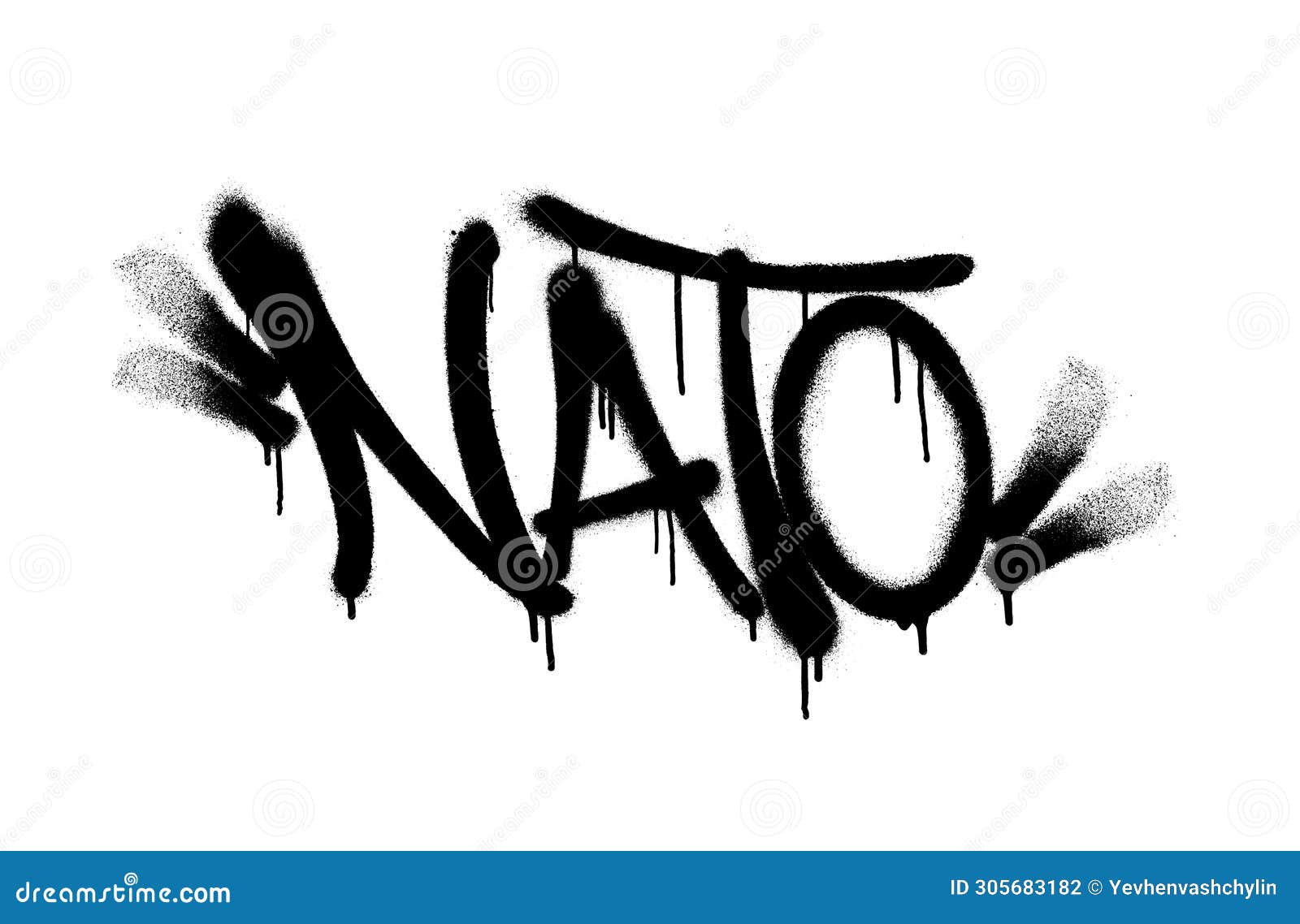 Sprayed NATO Font with Overspray in Black Over White. Vector ...