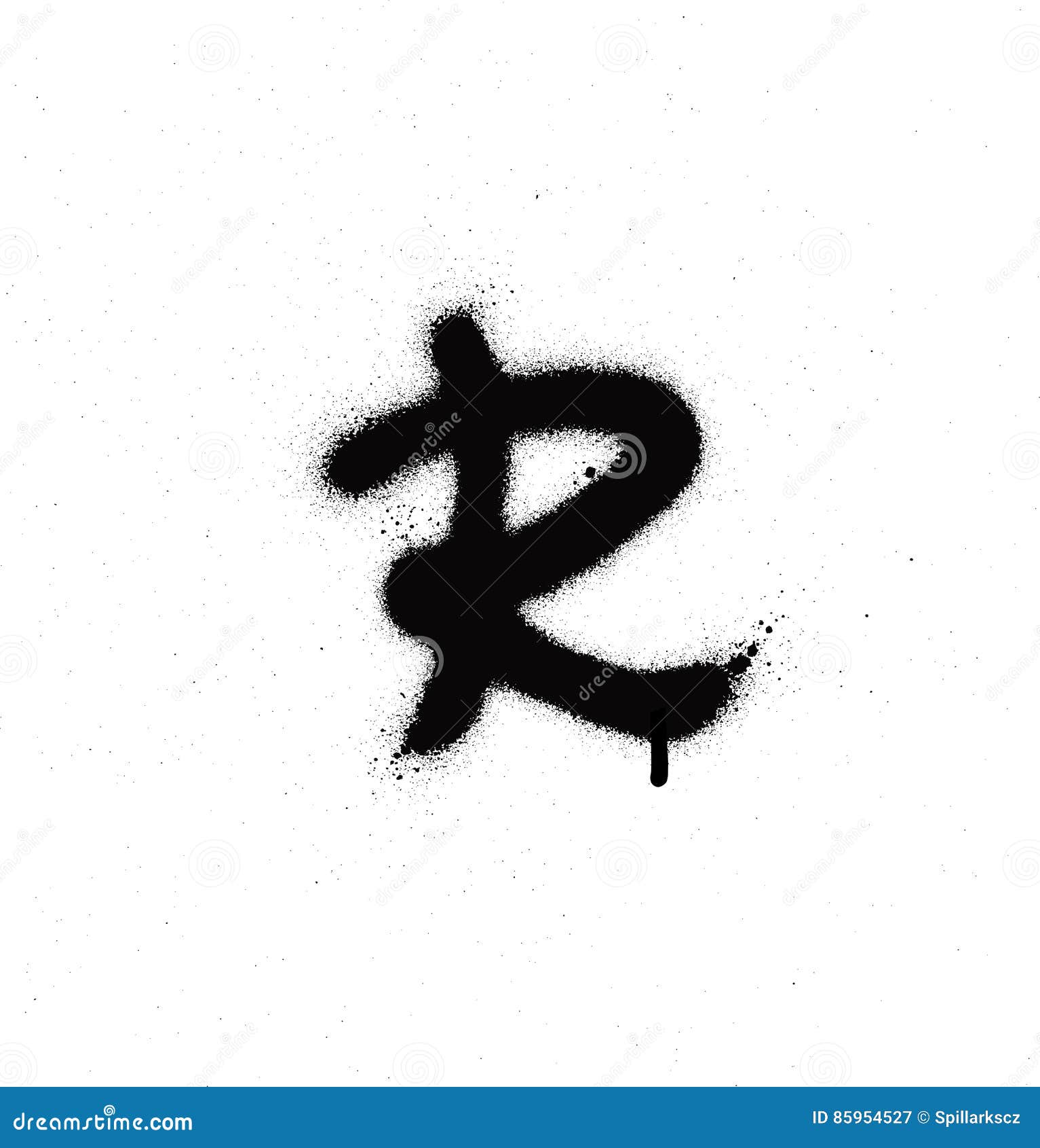 Sprayed R Font Graffiti with Leak in Black Over White Stock Vector ...
