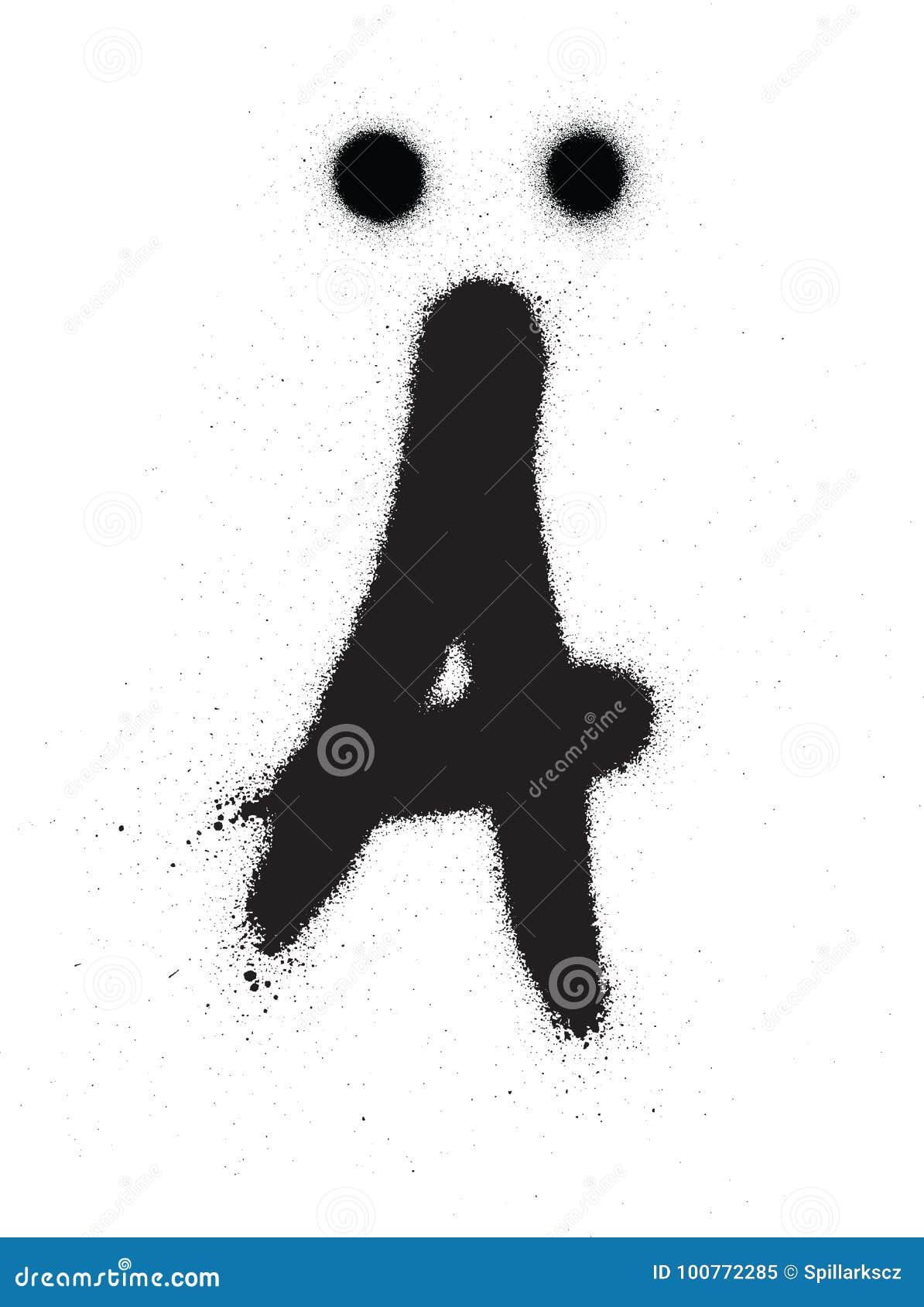 Sprayed Scandinavian Graffiti Vowel Font in Black Over White Stock ...