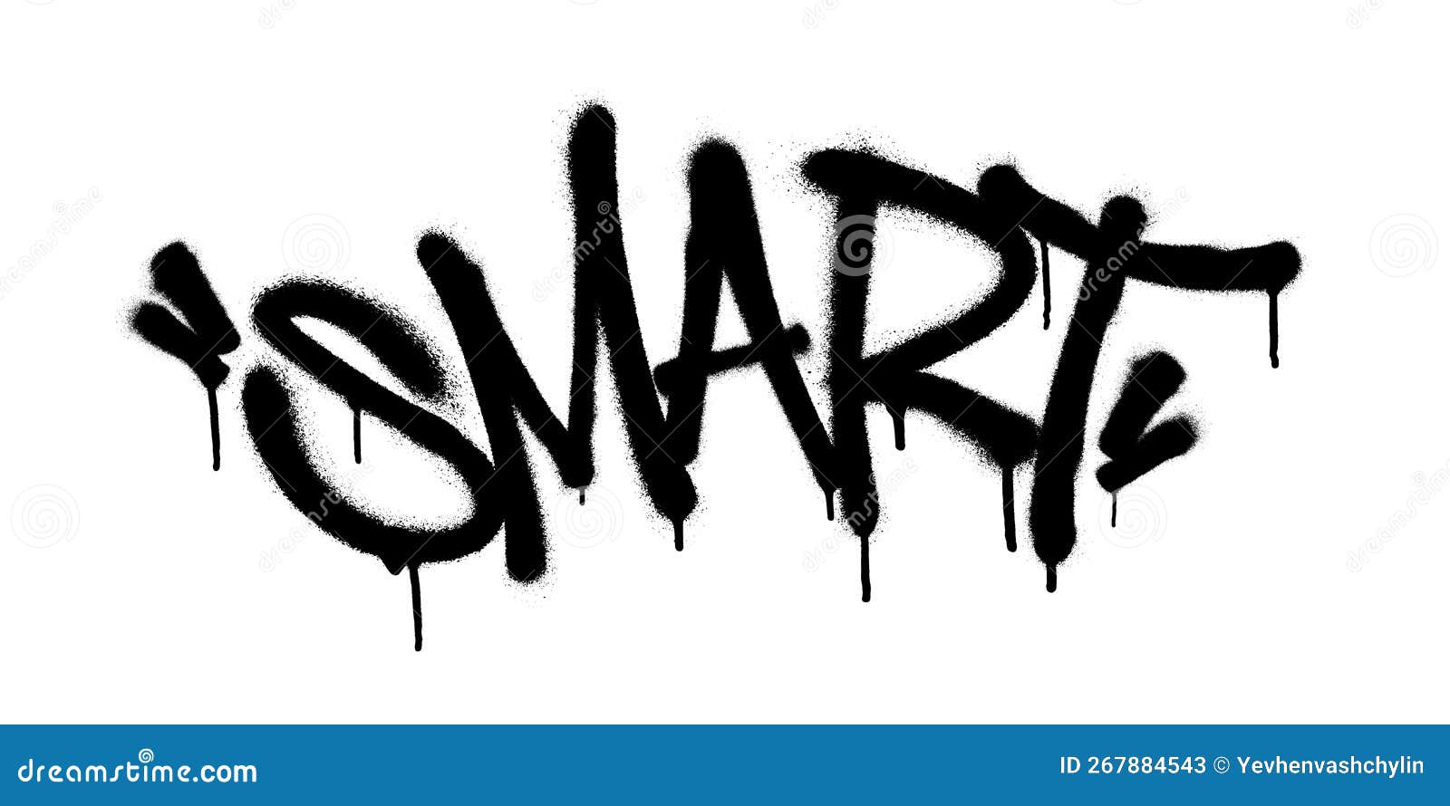 Sprayed Smart Font Graffiti with Overspray in Black Over White. Vector ...