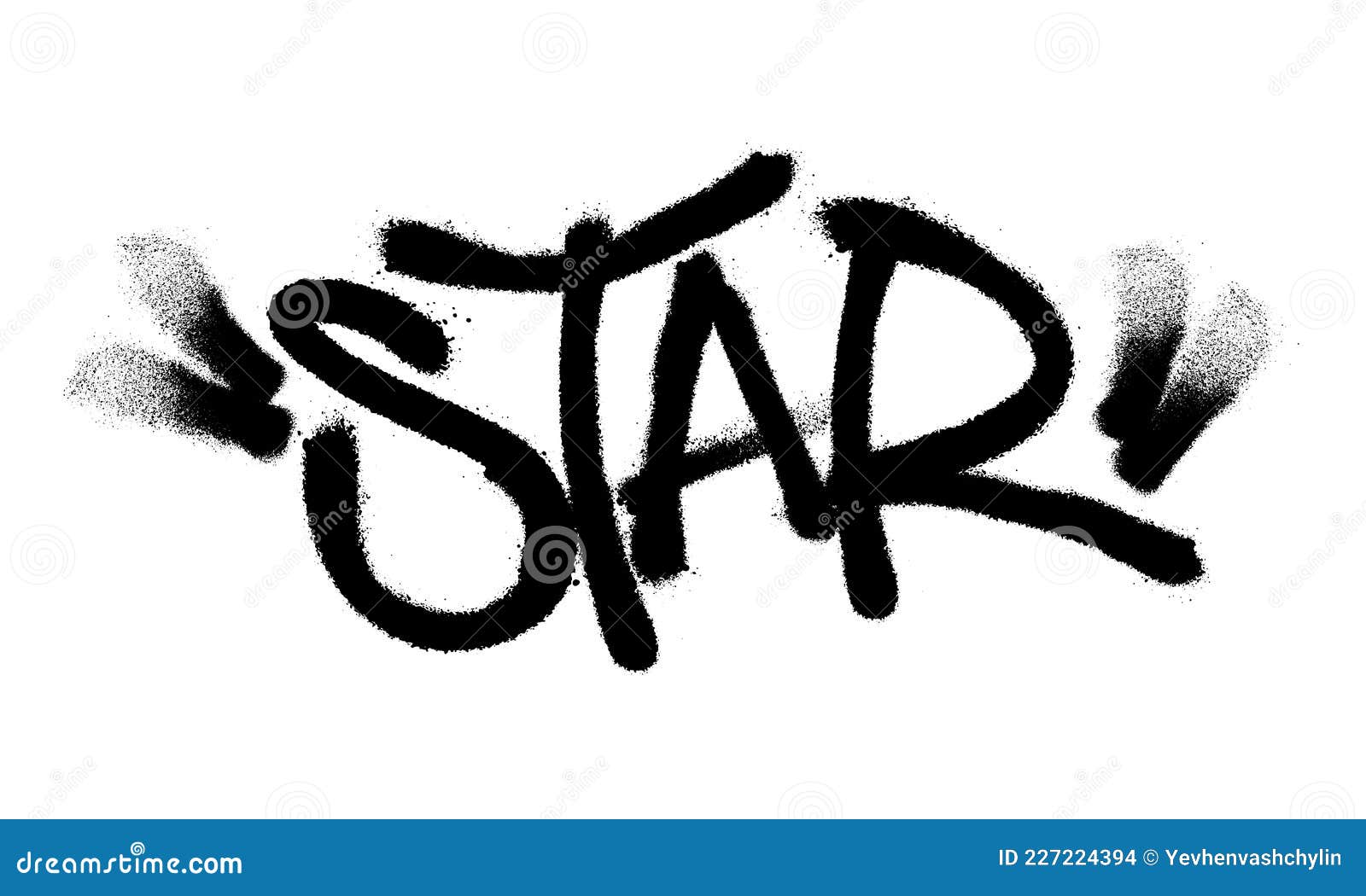 Sprayed Star Font Graffiti With Overspray In Black Over White. Vector ...
