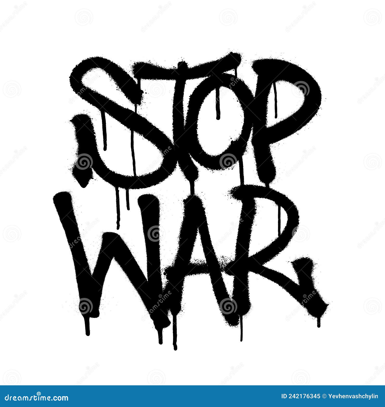 Sprayed Stop War Font Graffiti with Overspray in Black Over White ...