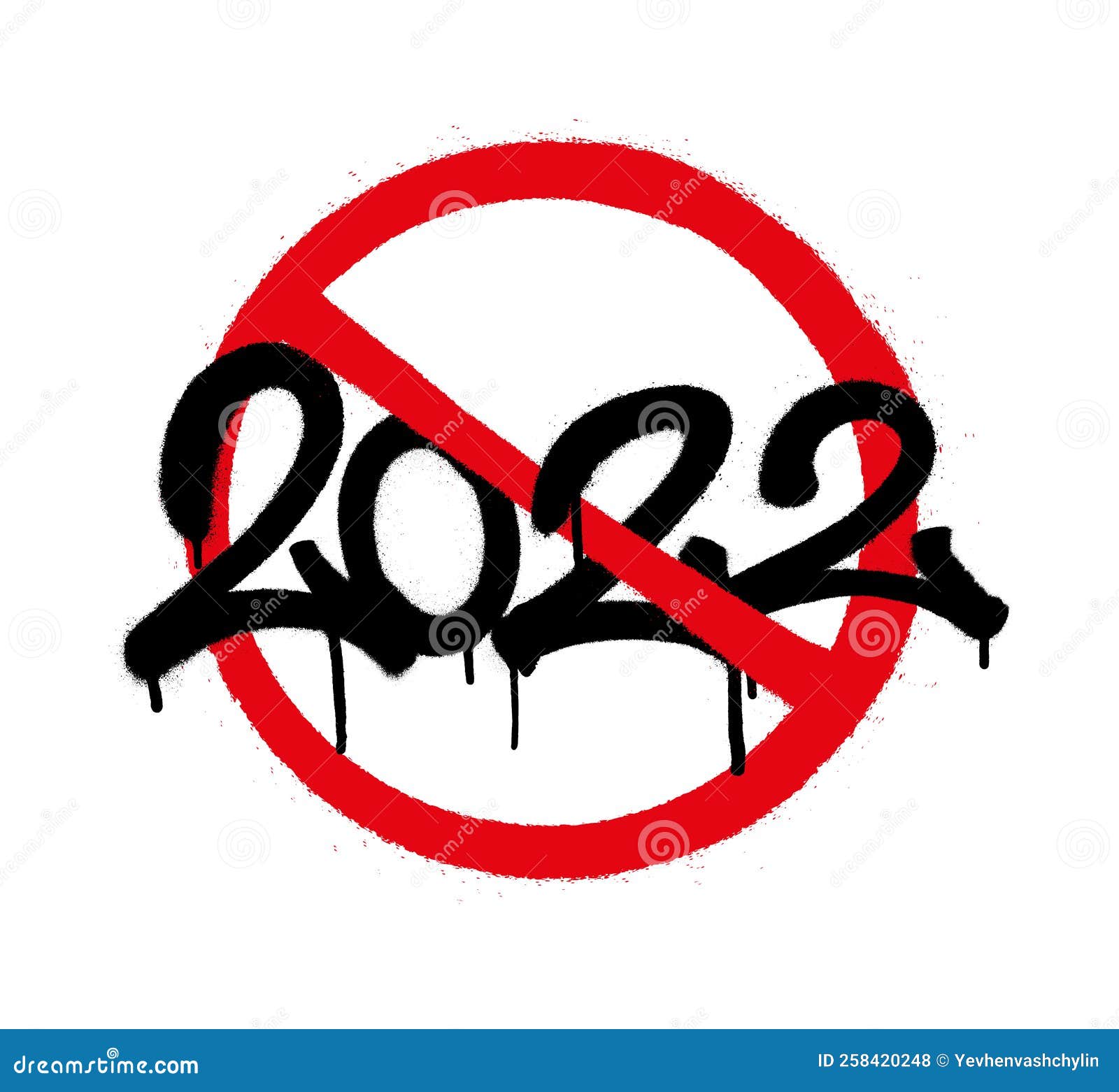 Sprayed 2022 Tag Graffiti Crossed Out with Red Paint. Vector ...