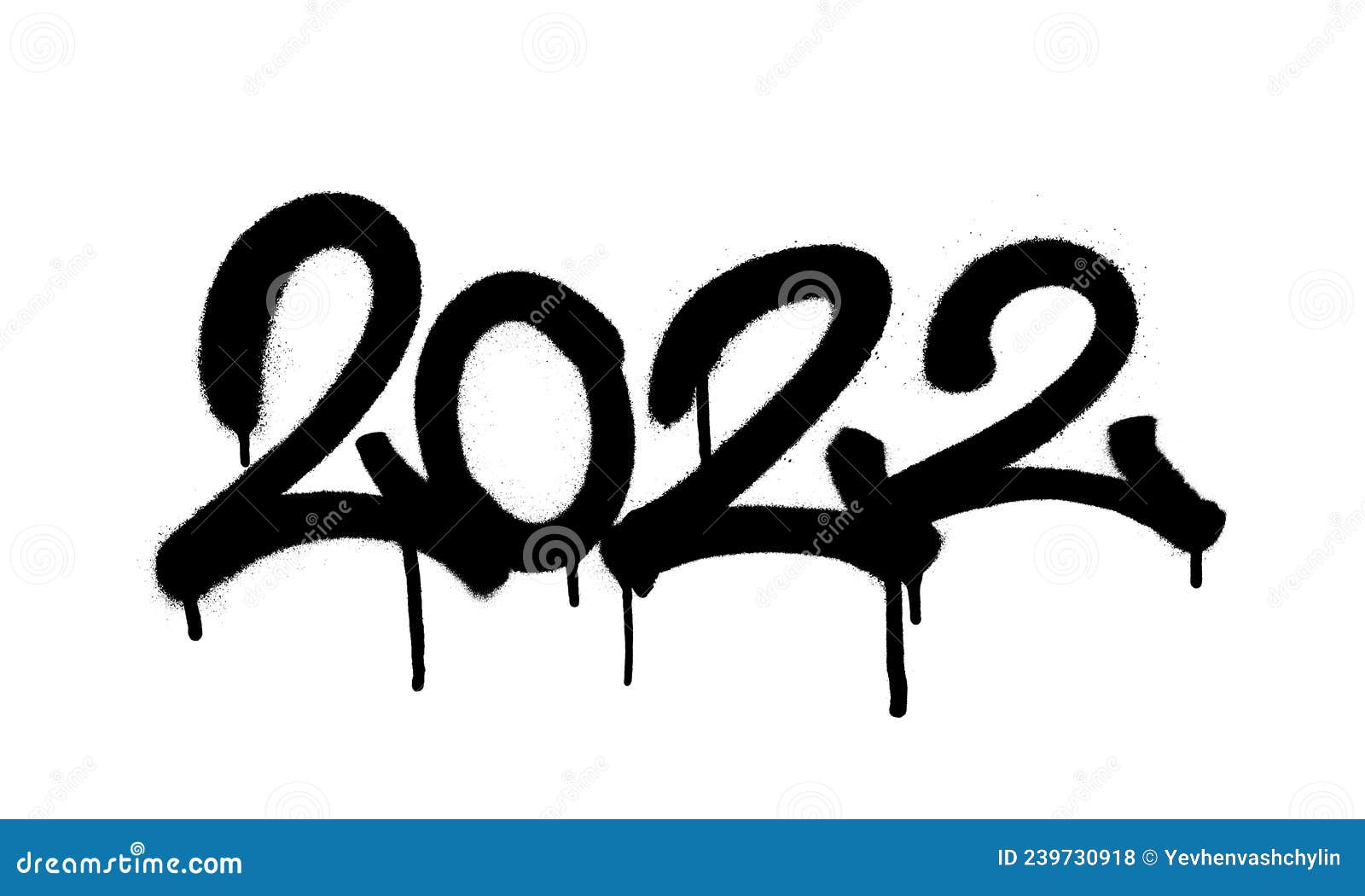 Sprayed 2022 Tag Graffiti Crossed Out With Red Paint. Vector ...