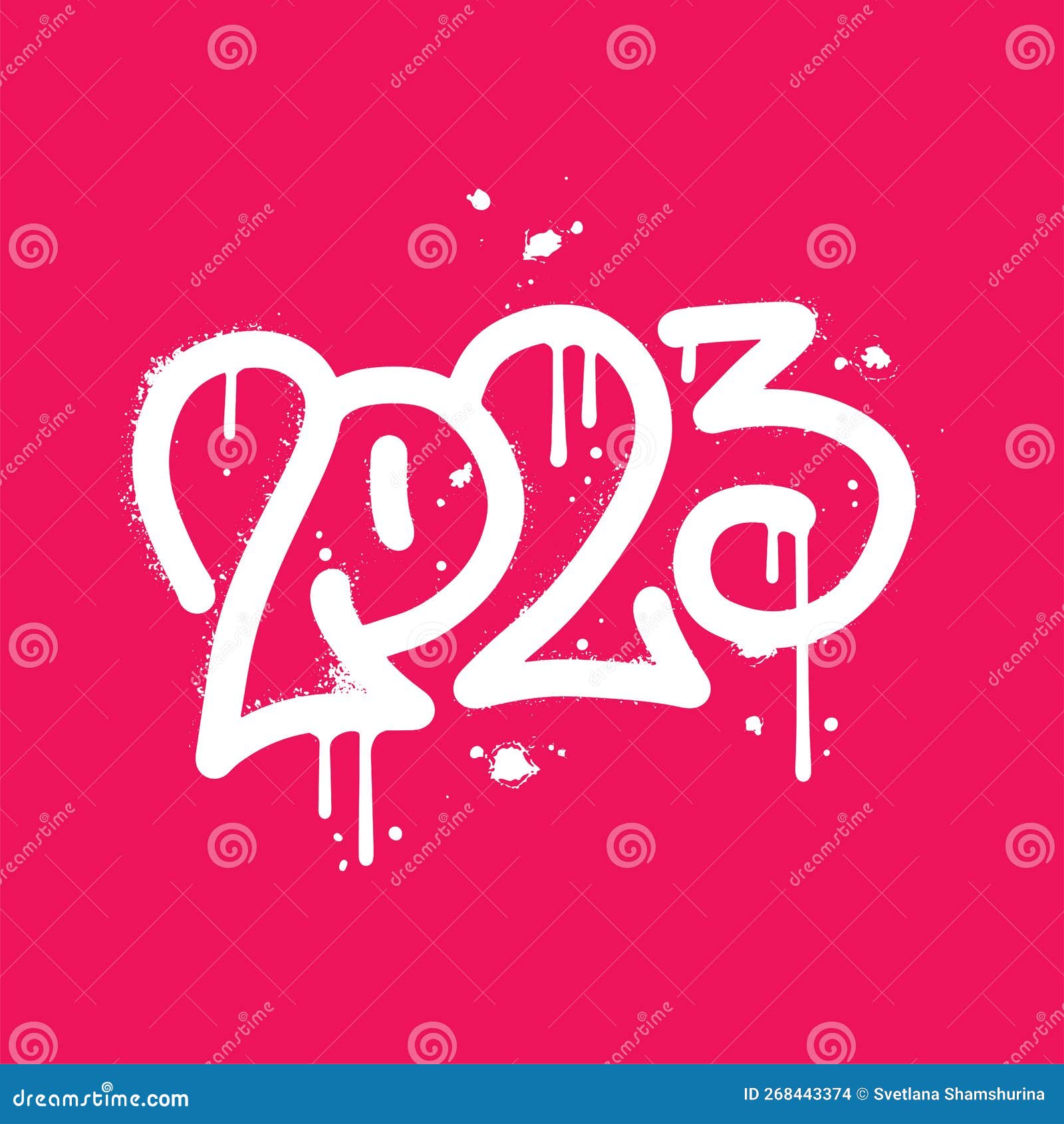 Sprayed 2023 Tag Ruban Graffiti Number with Overspray in White Over ...