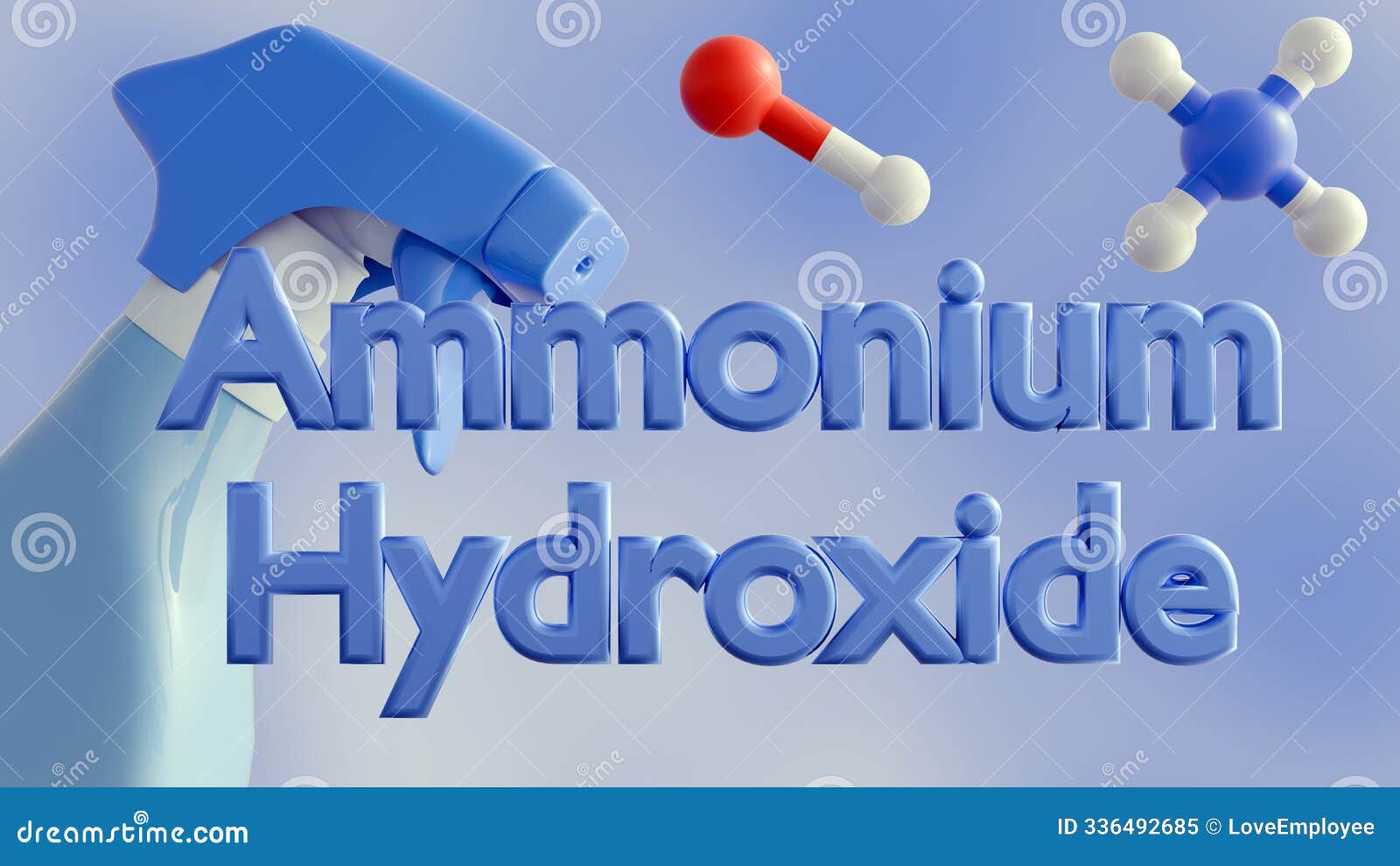 Ammonium Hydroxide, Ammonia Solution, NH4OH Molecule. Structural ...