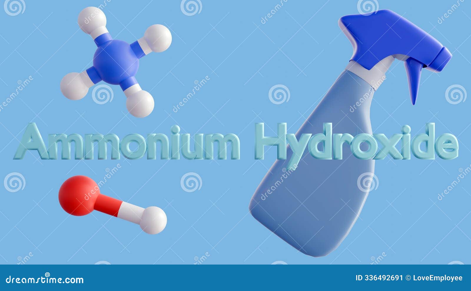 Ammonium Hydroxide, Ammonia Solution, NH4OH Molecule. Skeletal Chemical ...