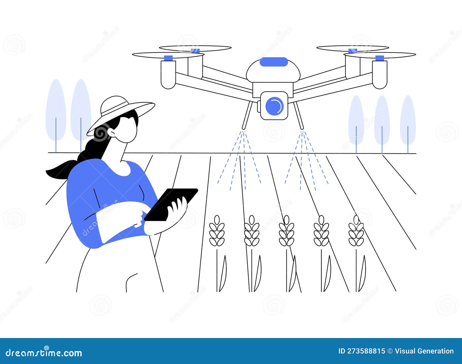Spraying Drone Abstract Concept Vector Illustration. Stock Vector ...