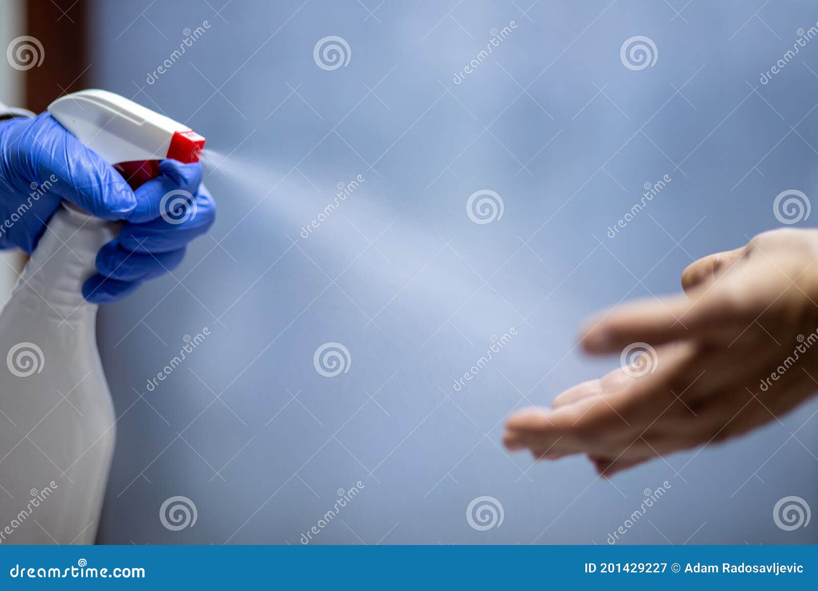 Spraying Hands with Antiseptic Solution Stock Image - Image of cleaner ...