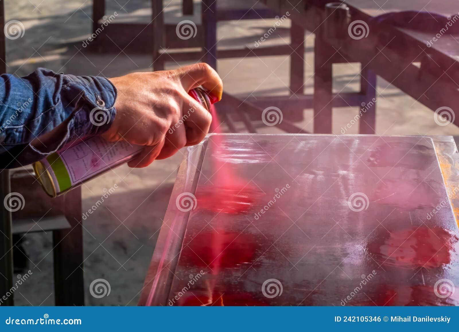 Spraying Liquid Penetrant To Detect Defects in Welds. Detection of ...