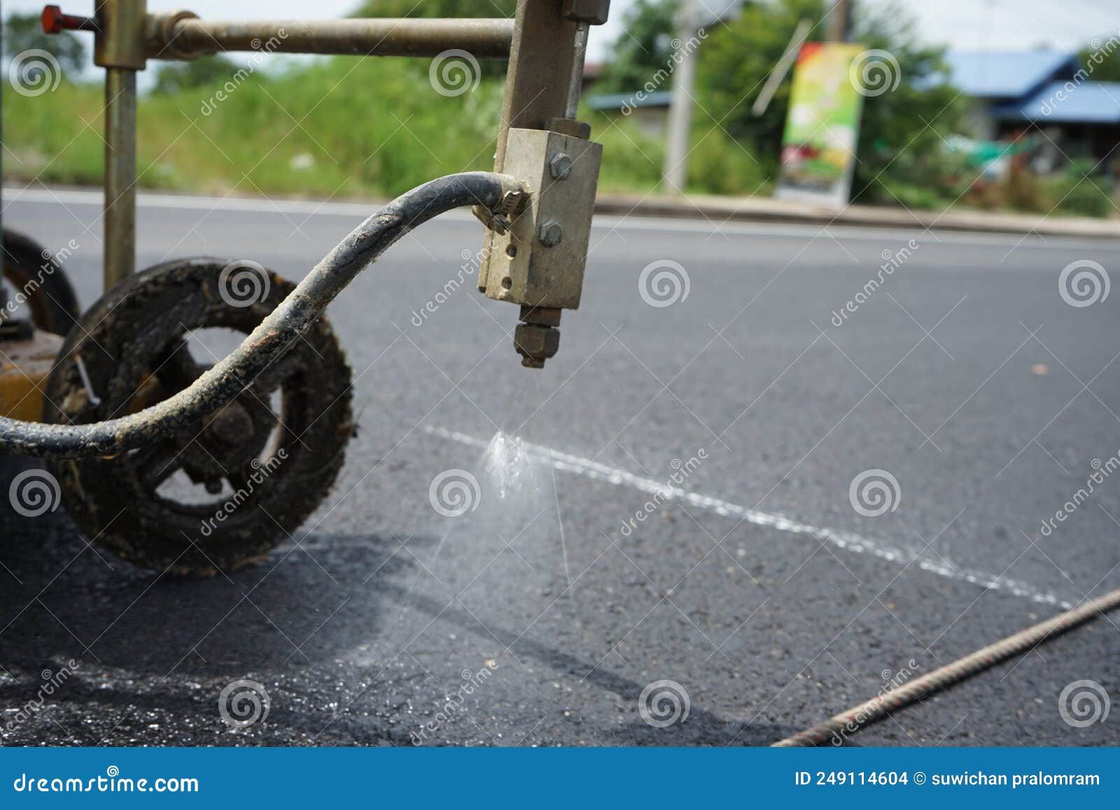 Spraying Solution before Hitting the Traffic Line Stock Photo - Image ...