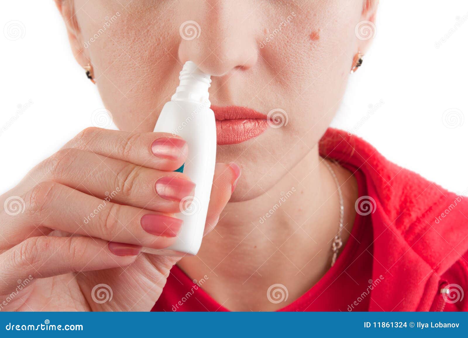 Spraying spray stock photo. Image of woman, sniffle, nasal - 11861324