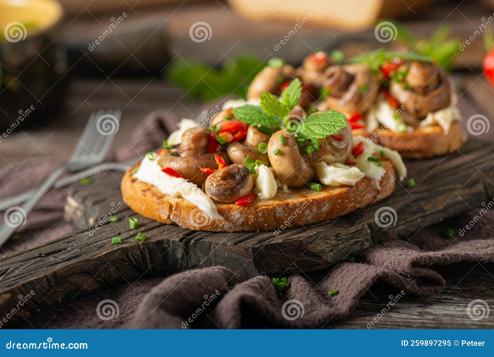 Spread on Bread with Ragout Mushrooms Stock Image - Image of delicious ...
