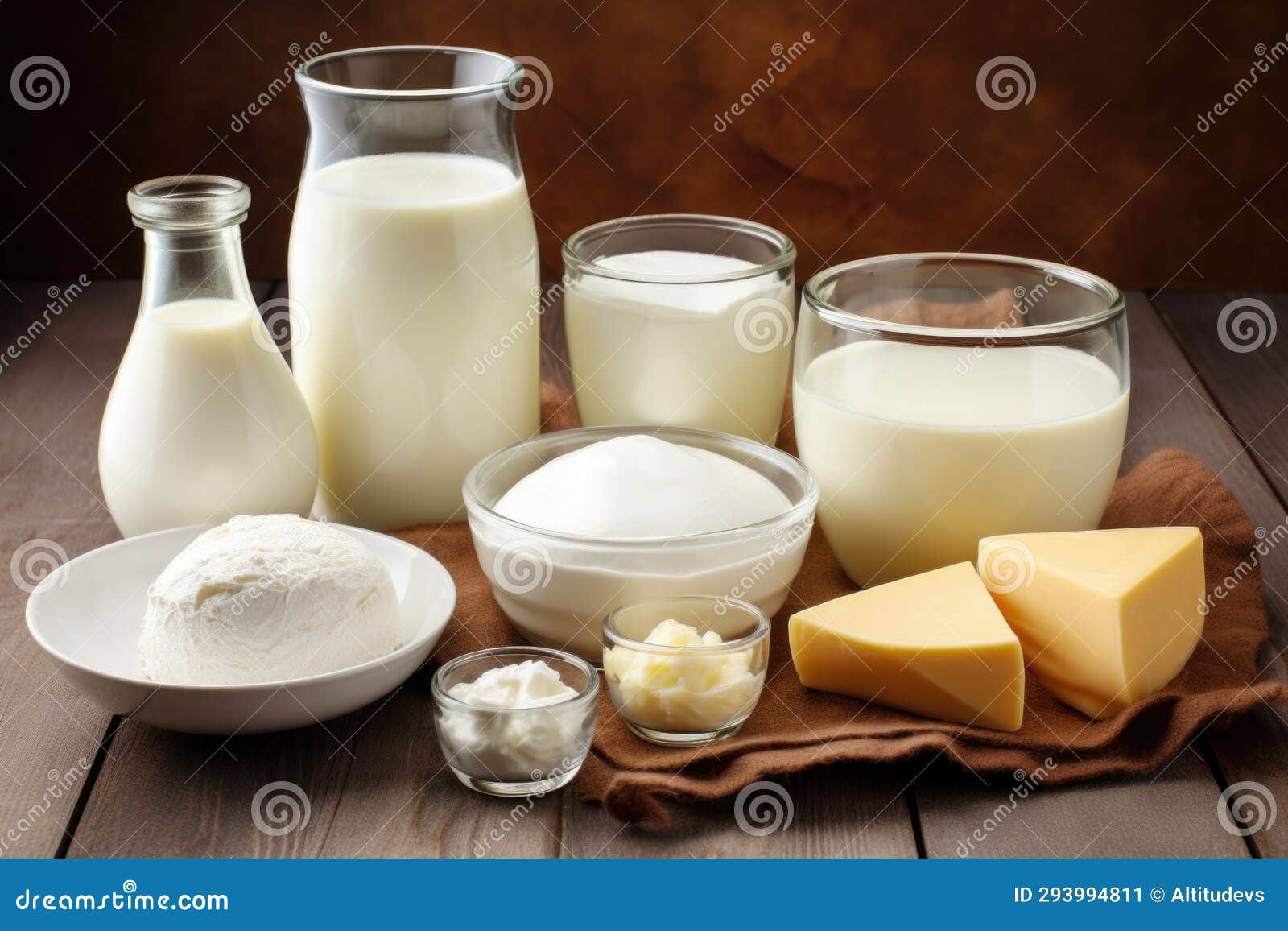 A Spread of Dairy Products: Milk, Yogurt, Cheese Stock Image - Image of ...