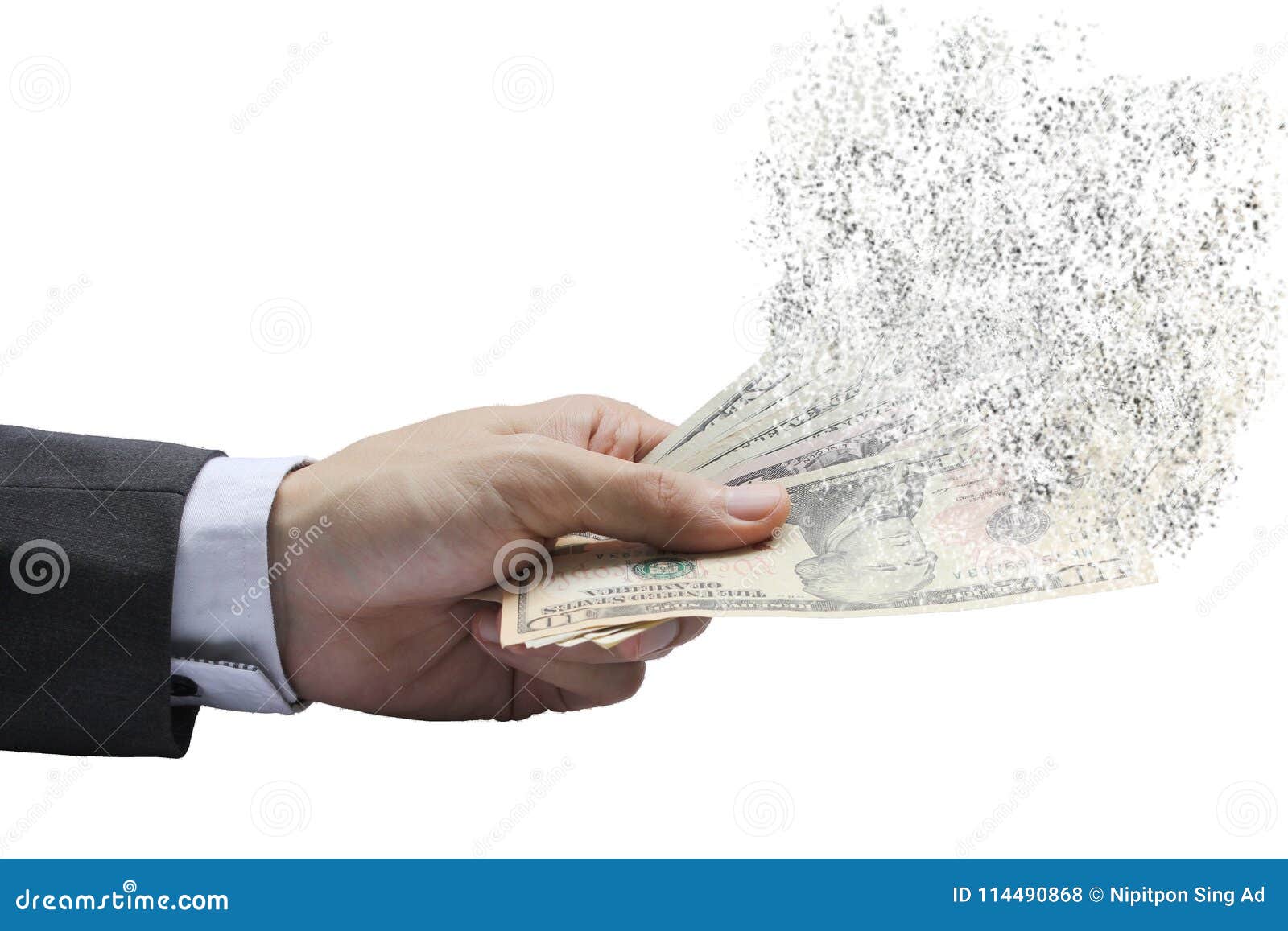 The Spread of Dollar Paper Currency in the Hands Stock Photo - Image of ...